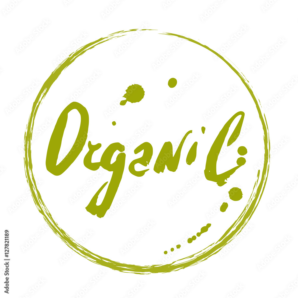 Organic hand drawn label isolated vector illustration. Healthy and ...