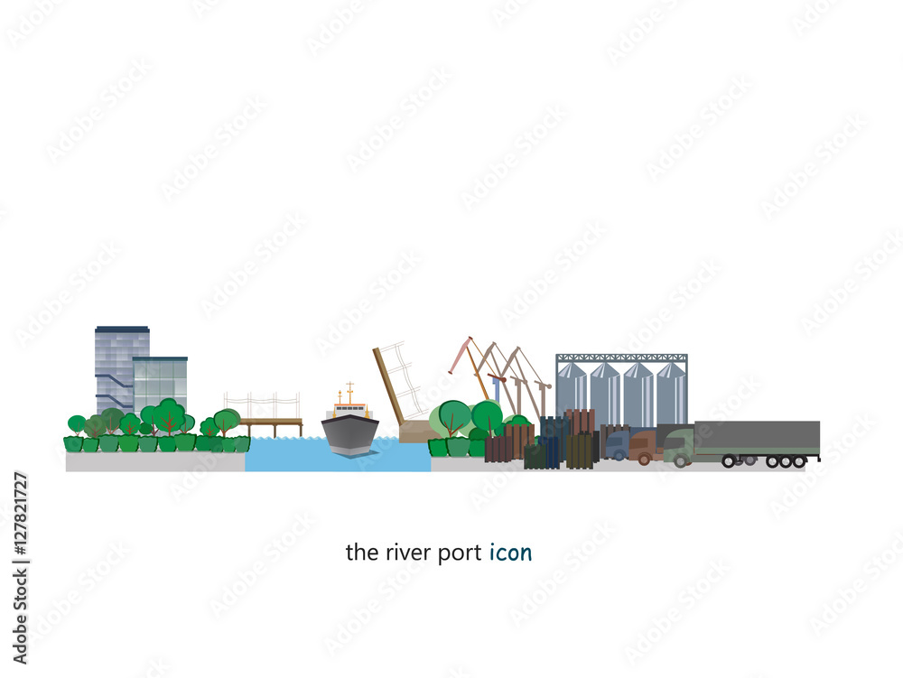 The icon of river port infrastructure. Borders for cargo processes ...