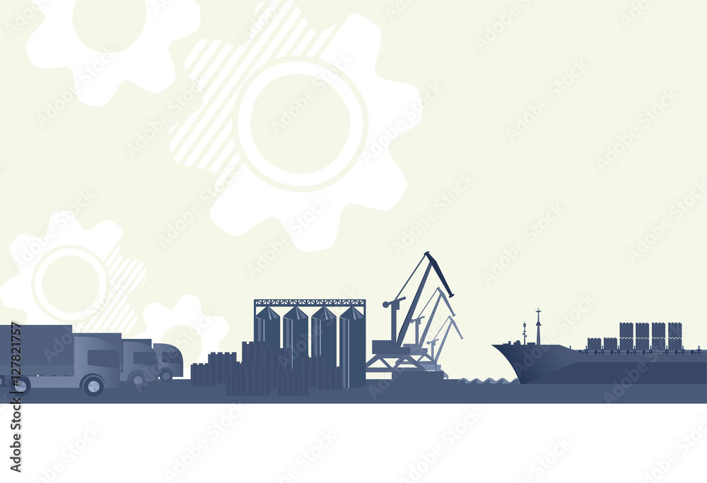 The icon of sea port infrastructure. Borders for cargo processes ...