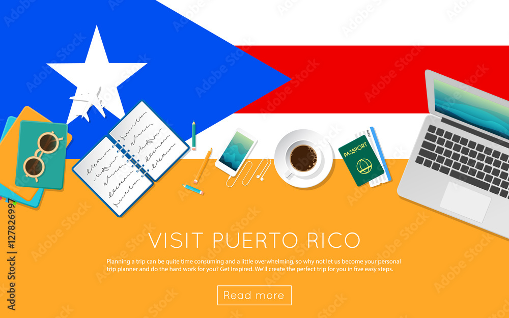 Visit Puerto Rico concept for your web banner or print materials. Top ...