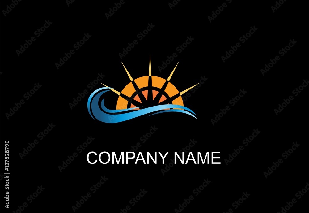 Vector sun and waves logo Stock Vector | Adobe Stock