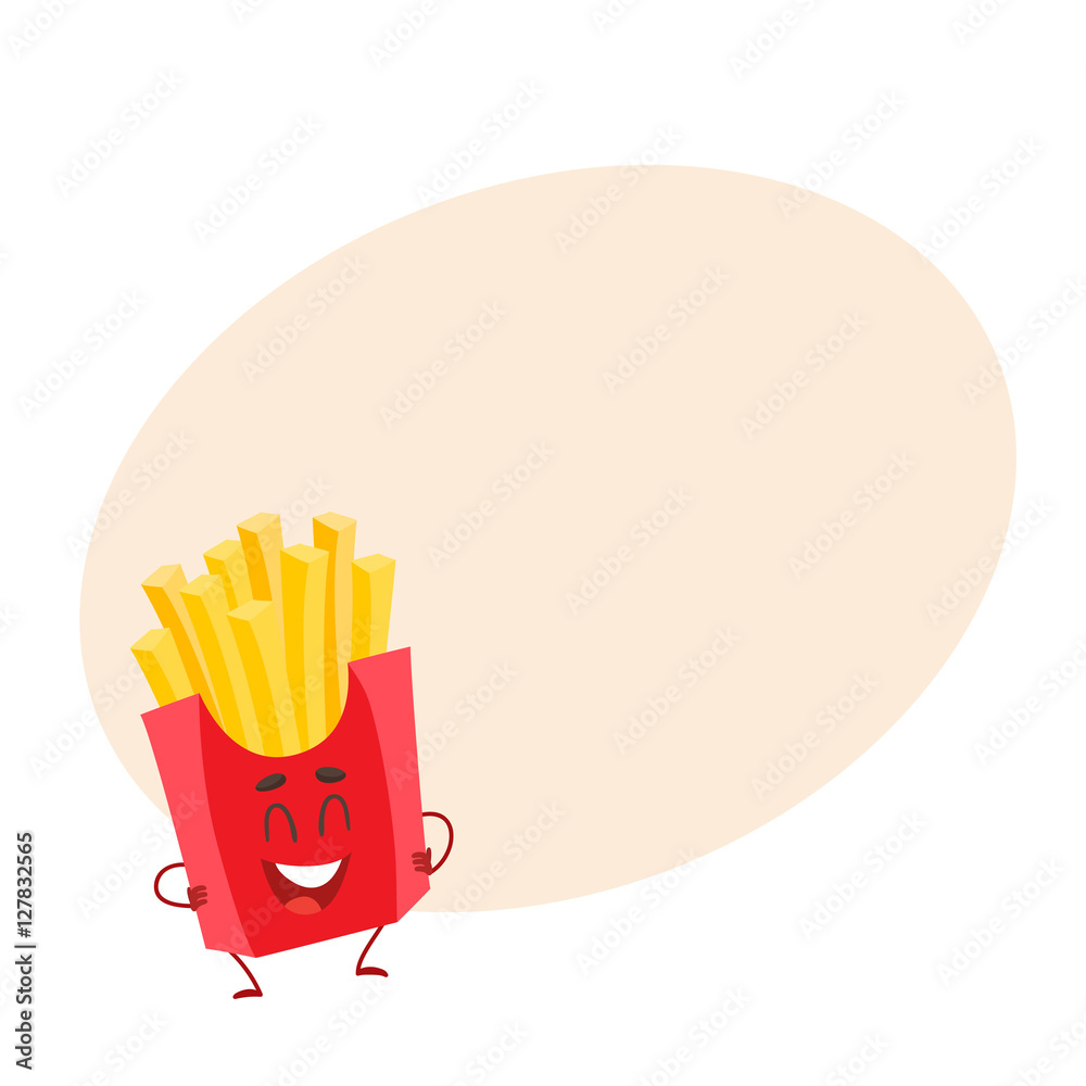 Funny french fries fast food kids menu character, cartoon style vector ...