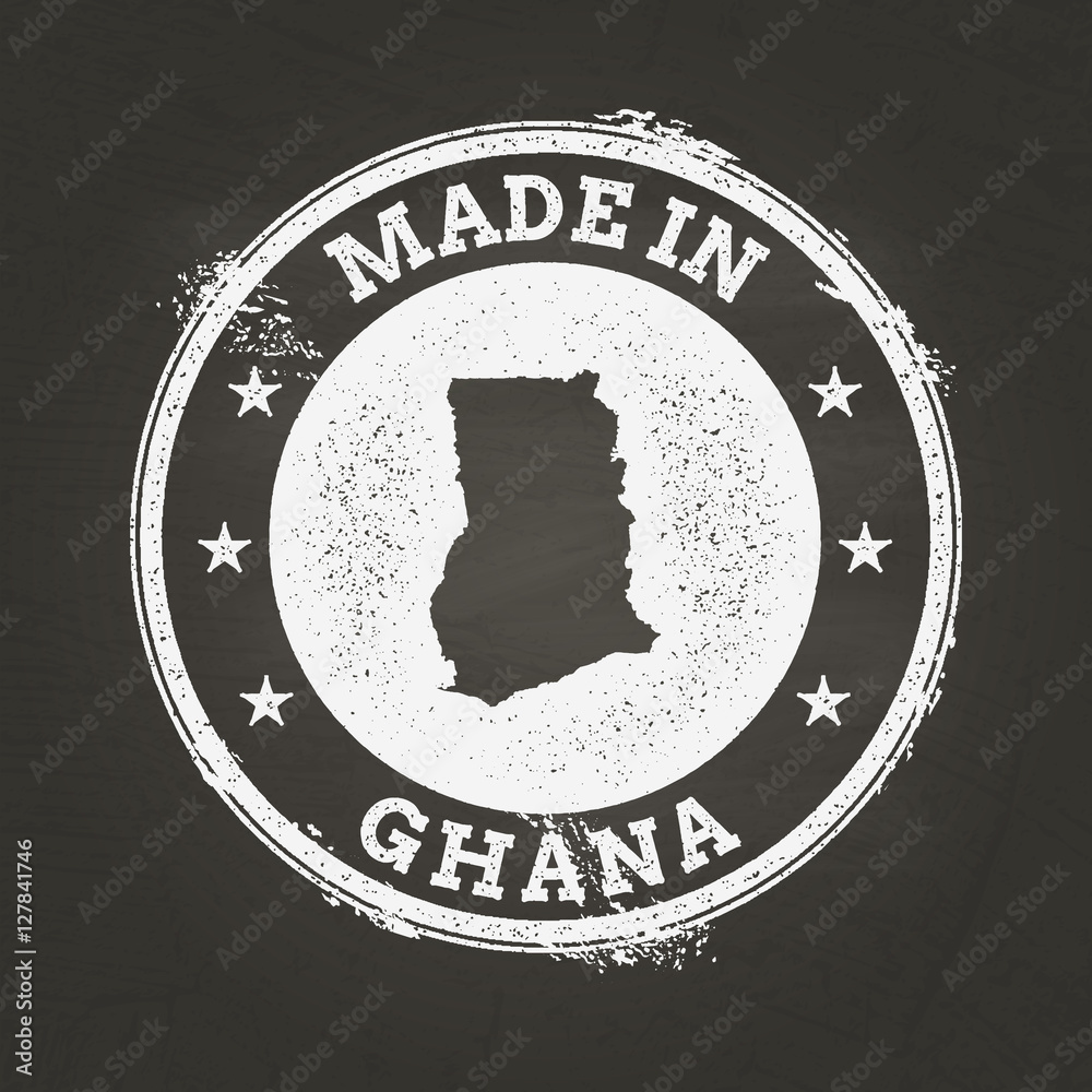 White chalk texture made in stamp with Republic of Ghana map on a ...