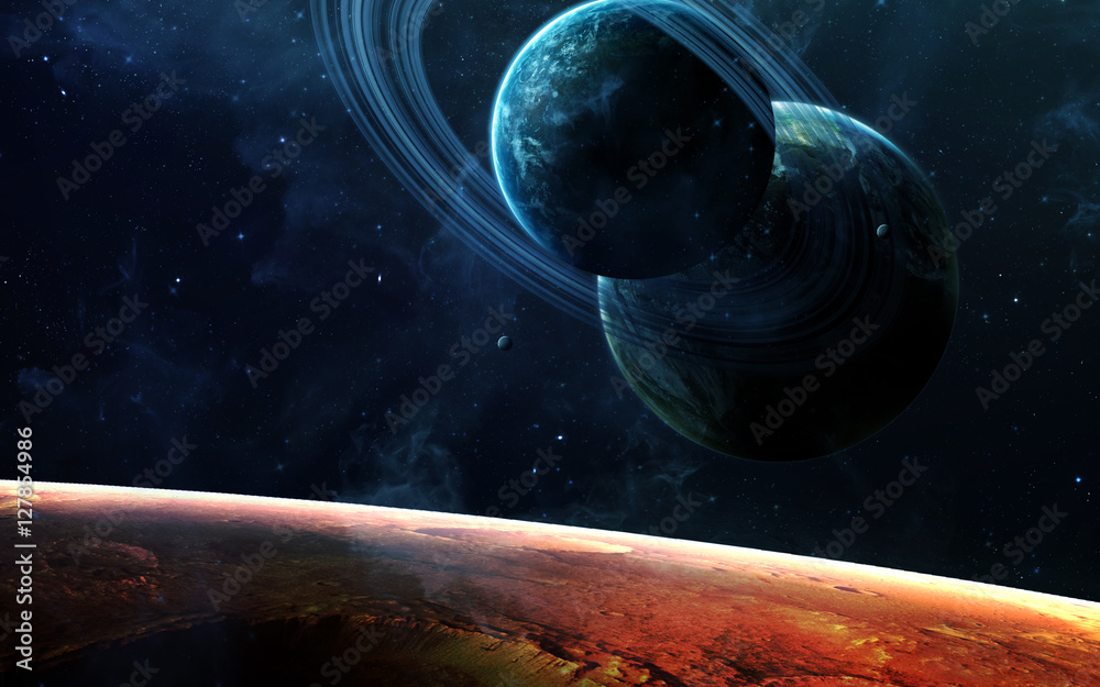 Deep space art. Nebulas, planets galaxies and stars in beautiful ...