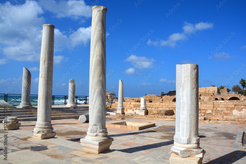 Palace ruins in Caesarea Maritima,called Caesarea Palaestina from 133 ...