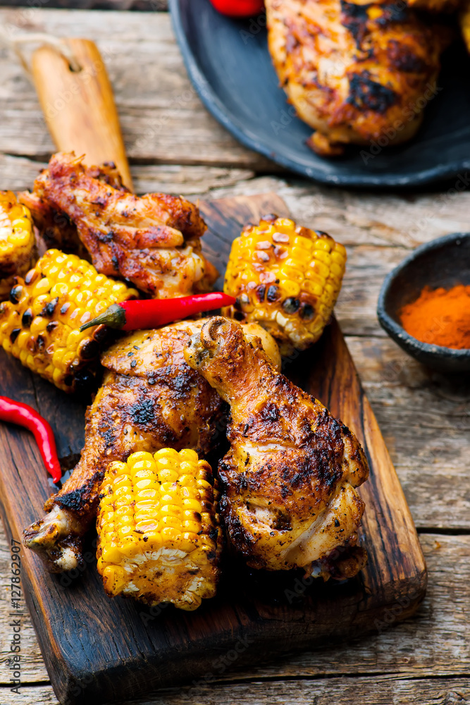 Cajun Chicken and Corn. Stock Photo | Adobe Stock