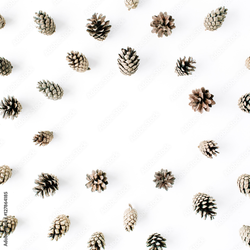 minimal creative cone frame arrangement pattern on white. flat lay, top ...