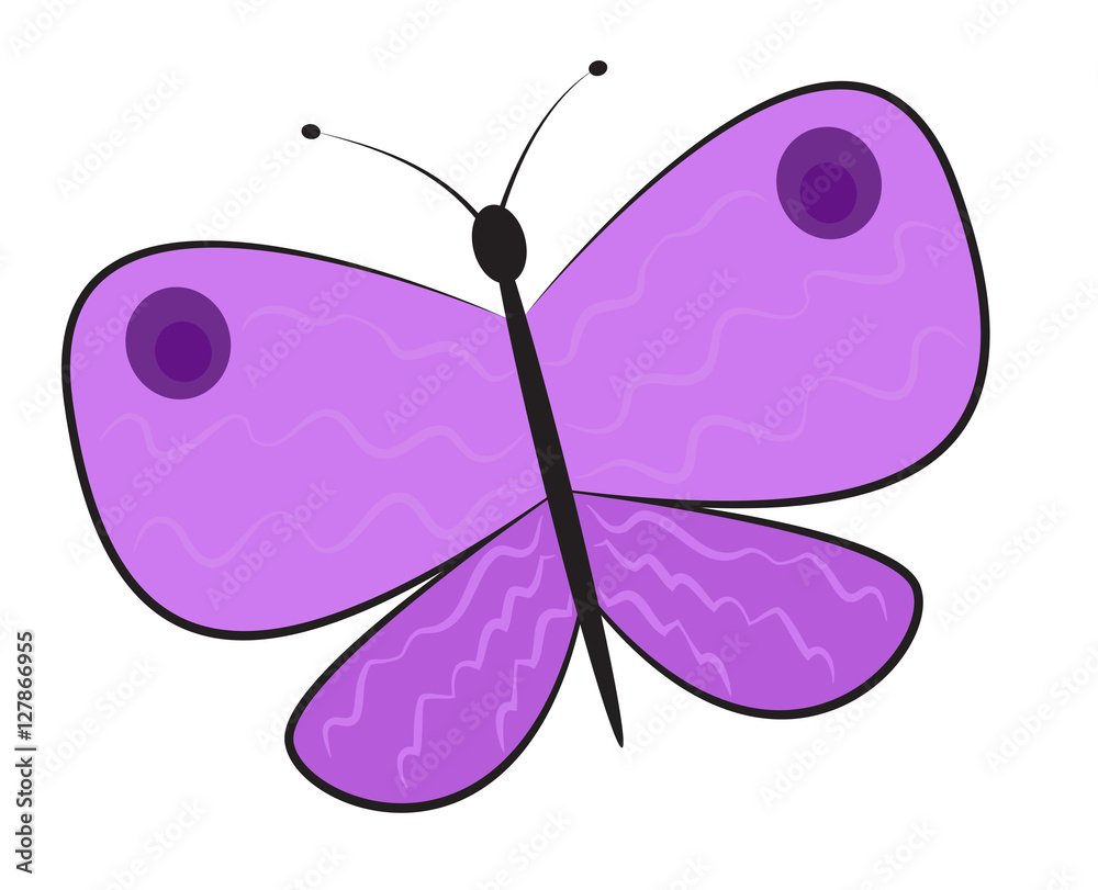 Cartoon purple butterfly Stock Vector | Adobe Stock