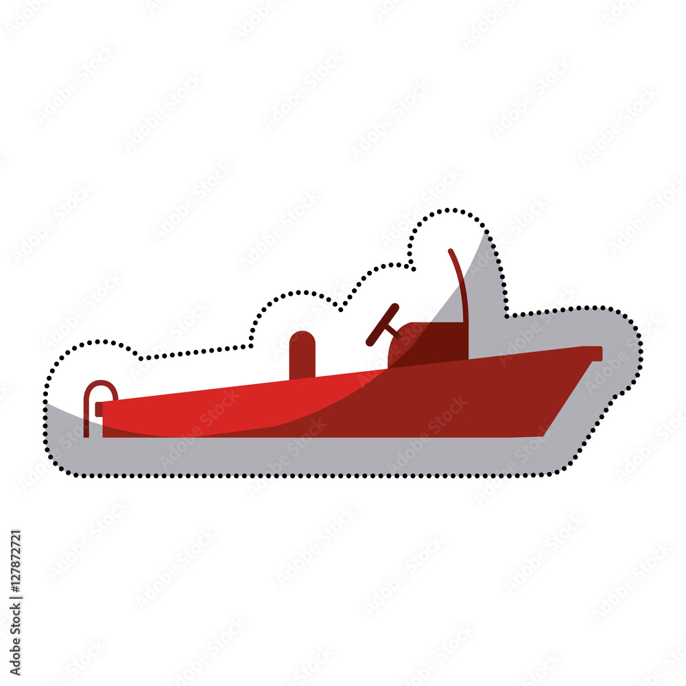 Red boat icon. Emergency tool rescue save and department theme ...