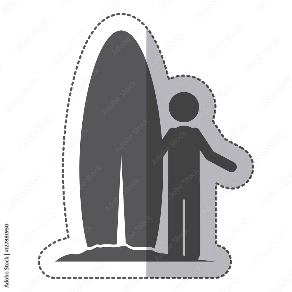 Pictogram practice surf icon. Sport hobby people person and human theme ...