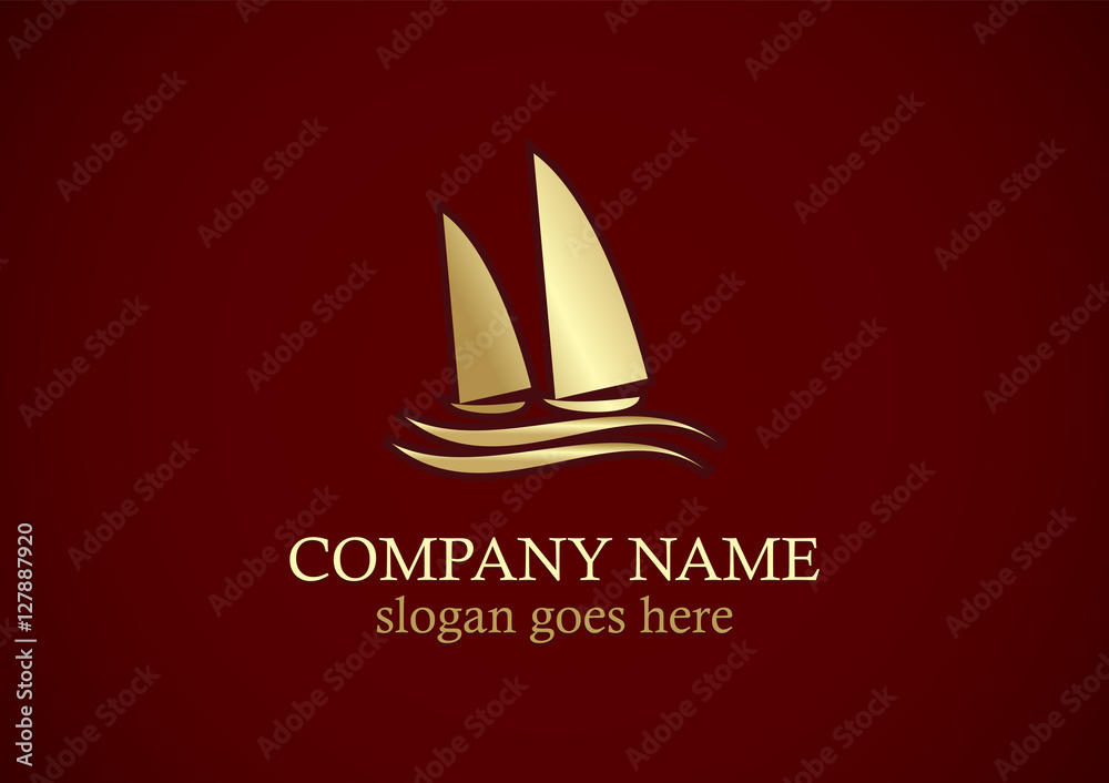 sailing boat gold logo Stock Vector | Adobe Stock