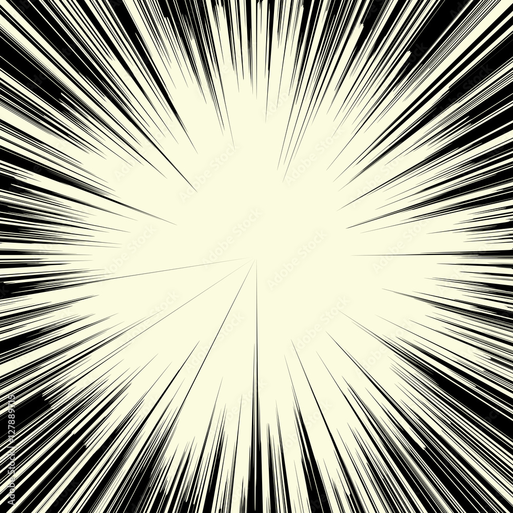 Comic book black radial lines on yellow background, manga speed frame ...