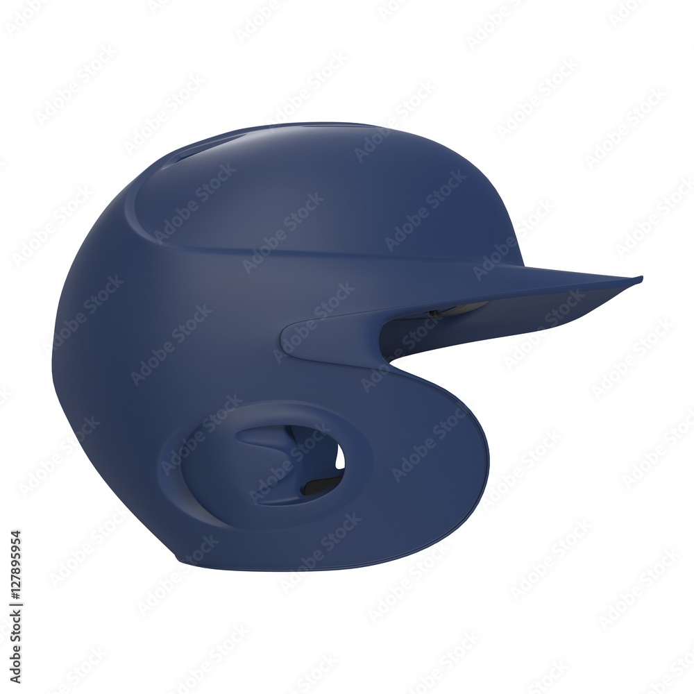 Blue baseball helmet on white. Side view. 3D illustration Stock ...