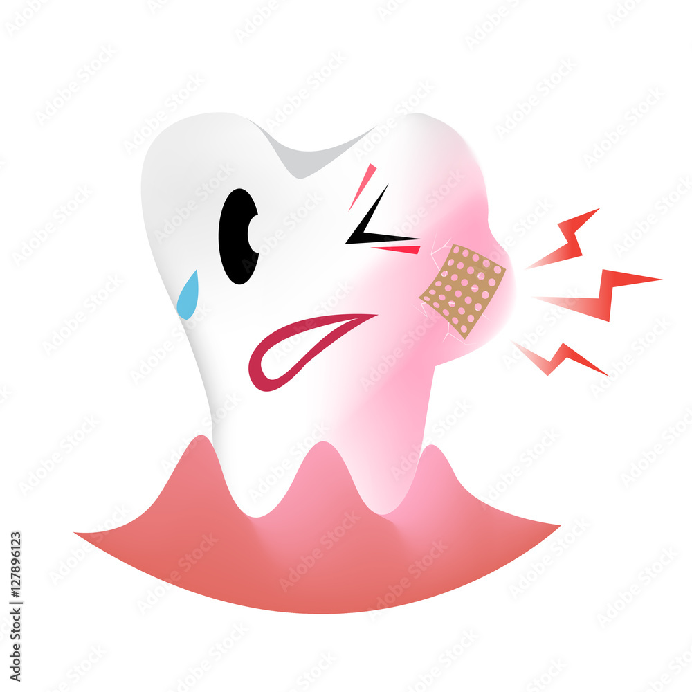 Cute Cartoon Clip Art - Tooth crying face on white background, Tooth ...