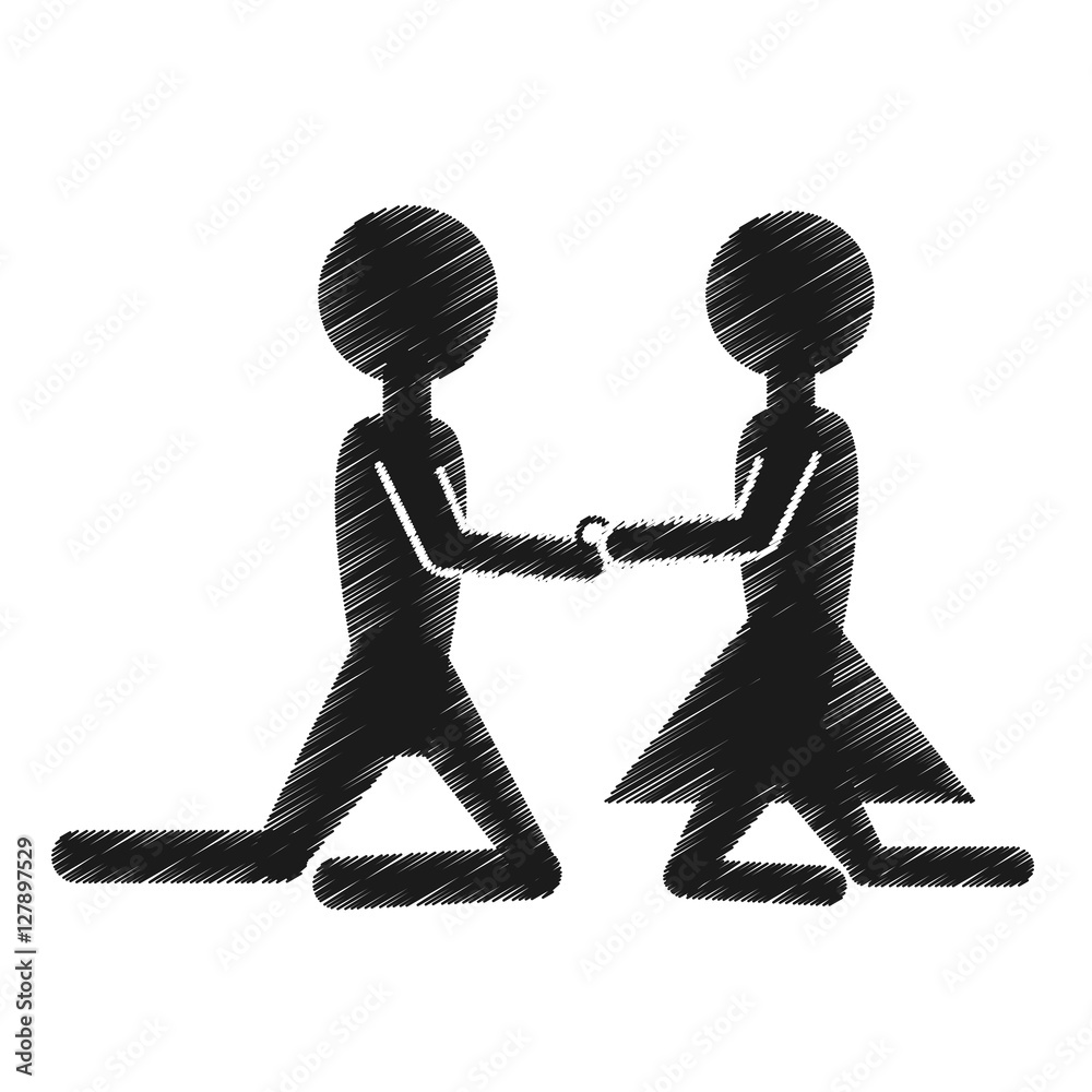 hand drawing male female couple proposal marriage Stock Vector | Adobe ...