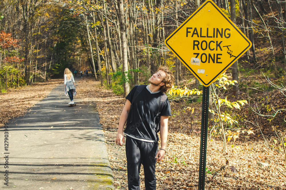 Falling Rock Zone Sign