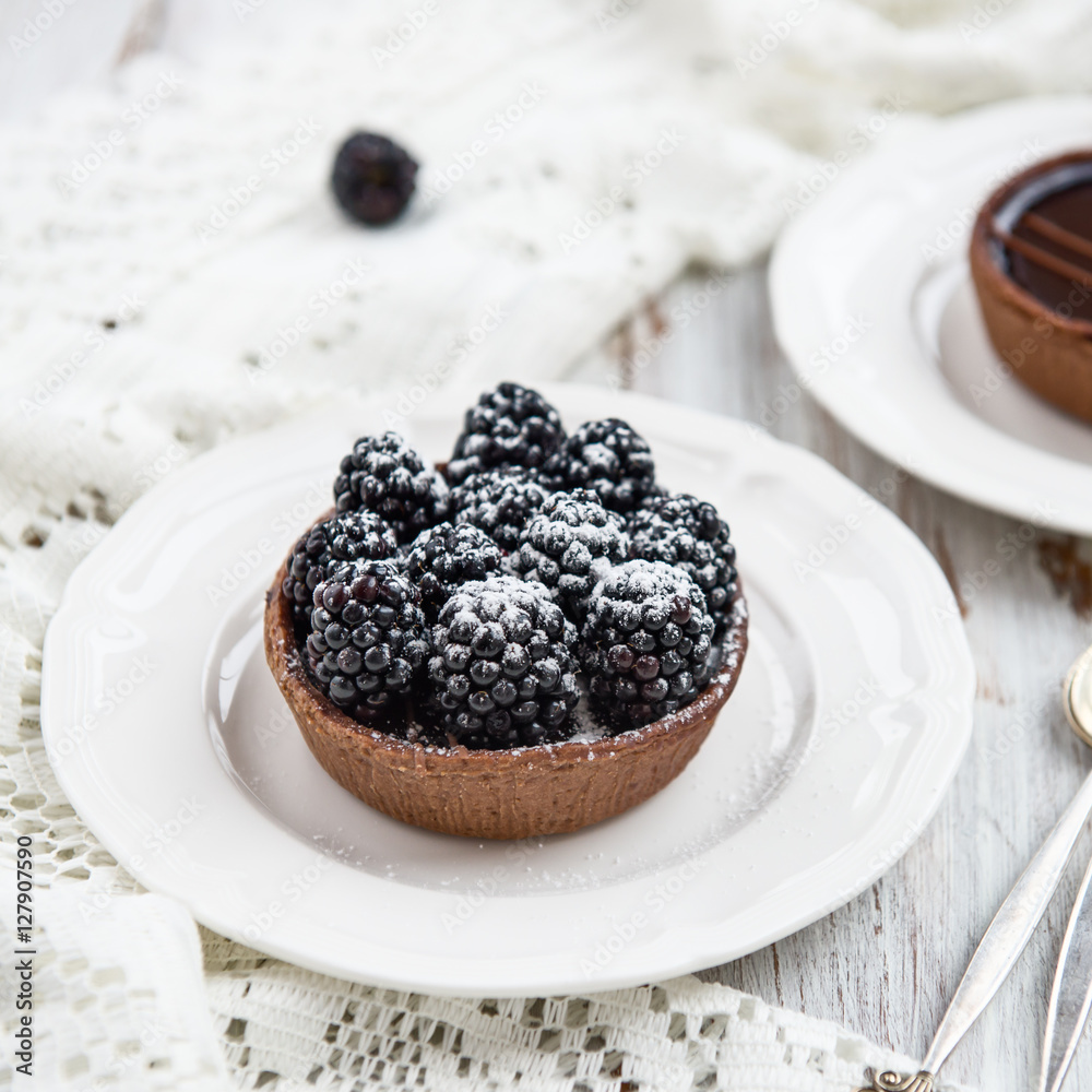 Handmade Rich Chocolate Tartlets Stock Photo | Adobe Stock