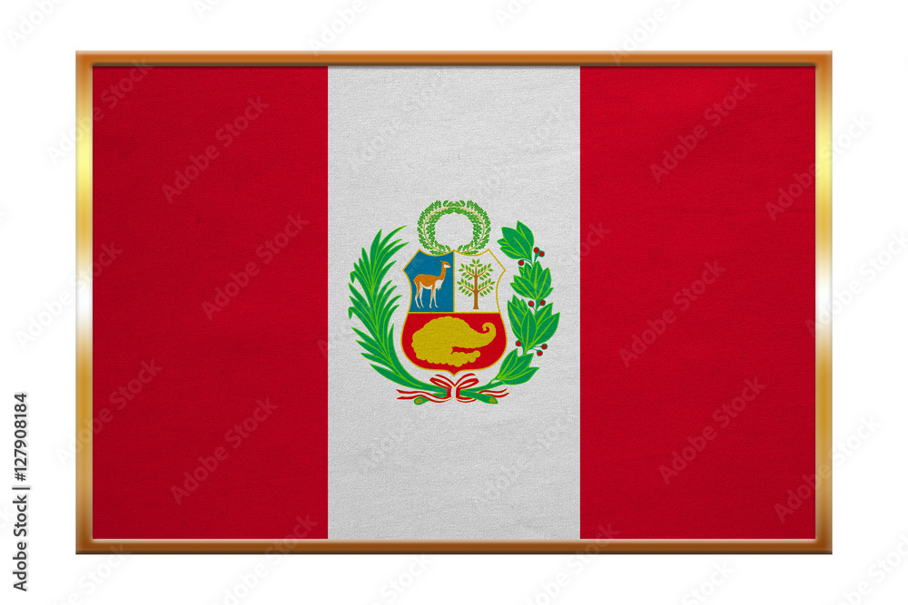 Flag of Peru , golden frame, fabric texture Stock Illustration | Adobe ...