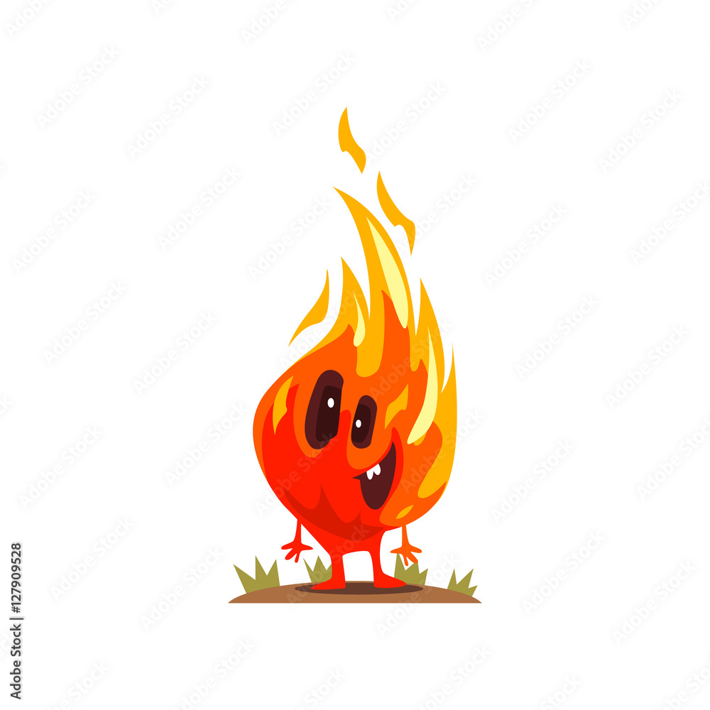 Little Fire Element Nature Force Monster Smiling, Alien Camping And ...
