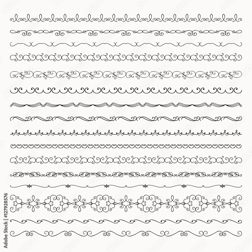 Vector Hand Drawn Tileable Line Borders, Dividers, Stock Vector | Adobe ...
