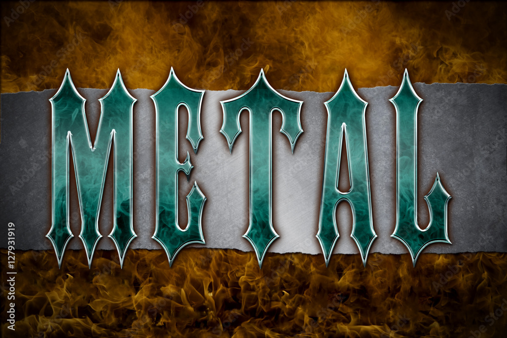 Light blue Heavy Metal background of flame and steel Stock Illustration ...