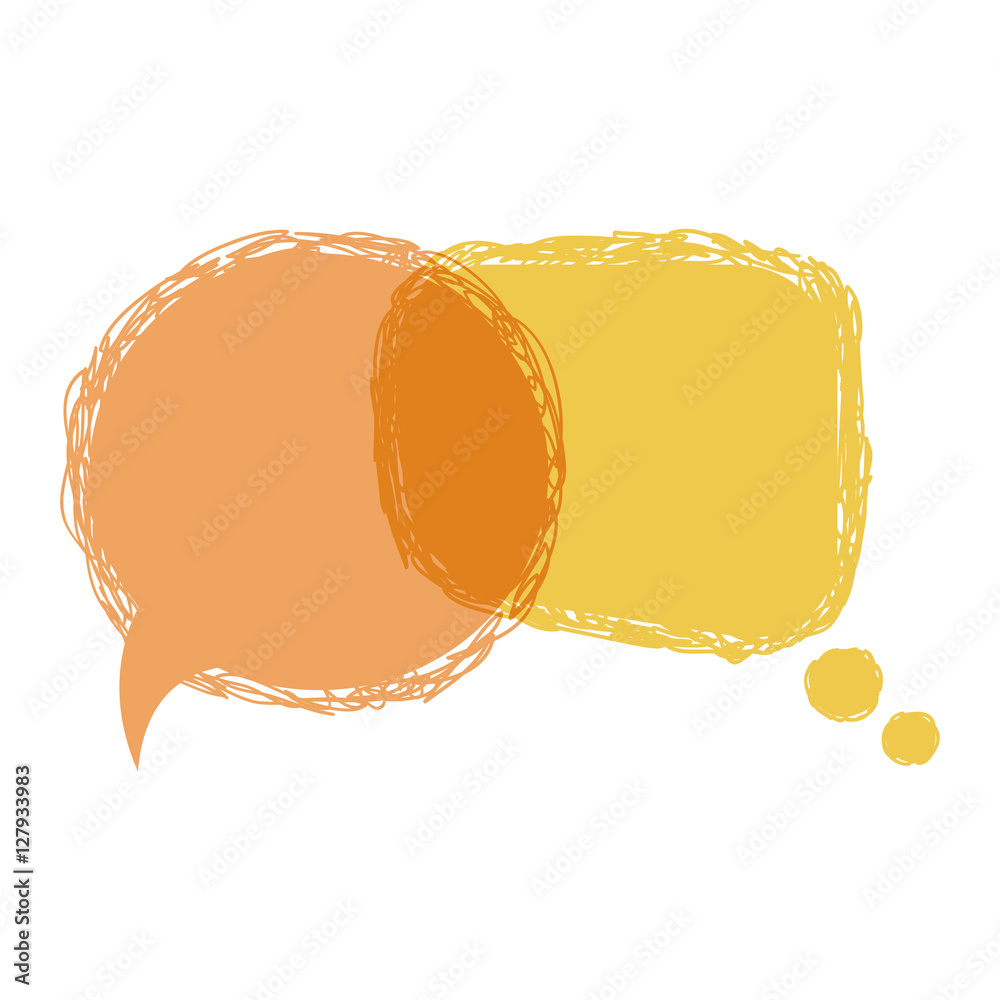 Speech bubbles.Vector talking bubble hand draw yellow and orange ...