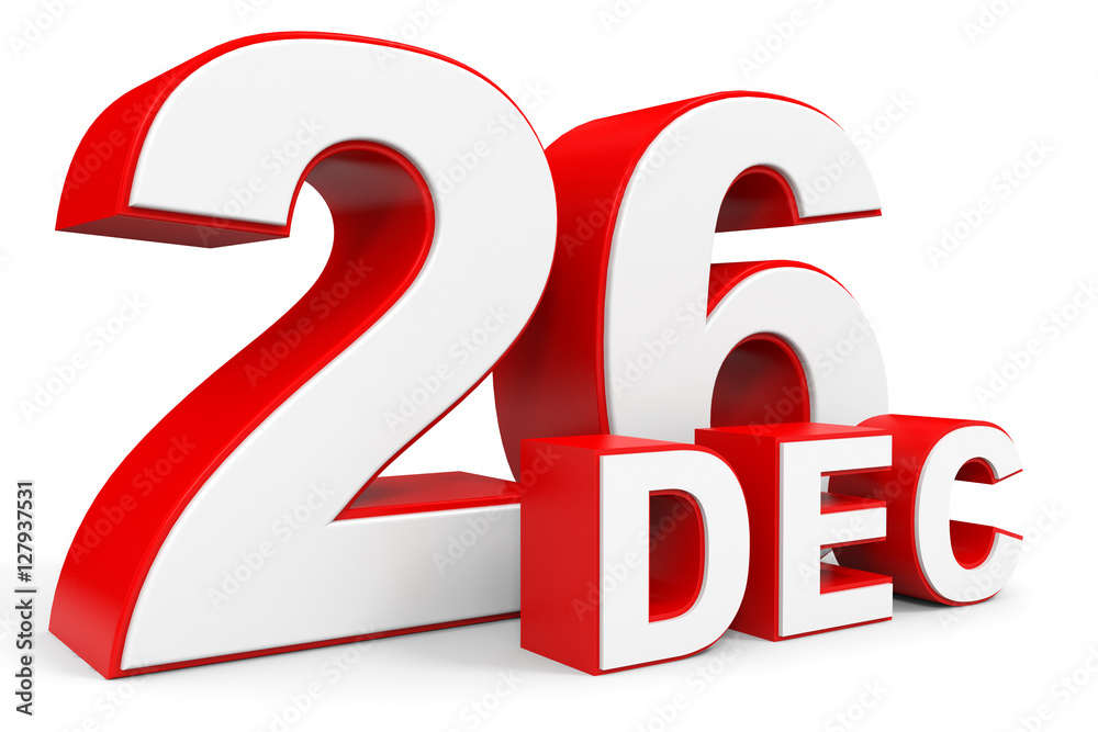 December 26. 3d text on white background. Stock Illustration | Adobe Stock