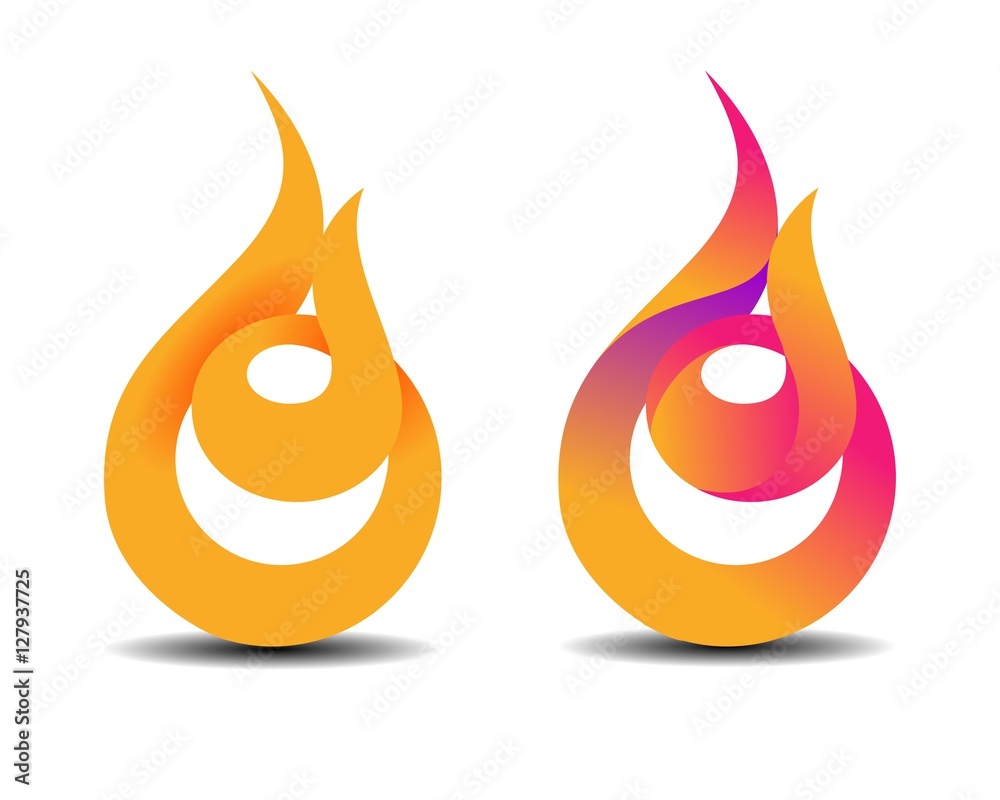 3d Abstract Colorful Fire Flame Shape set Stock Vector | Adobe Stock