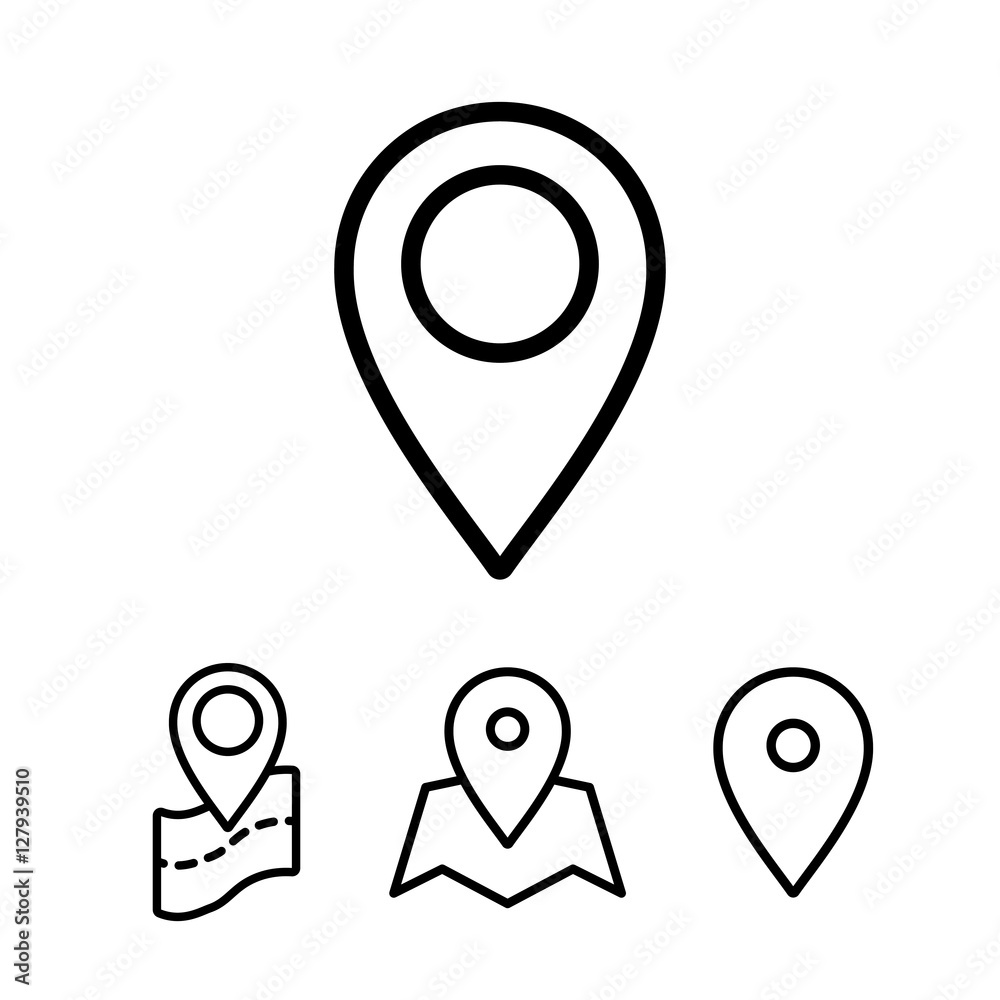 thin line google map, pin point, location icon on white backgrou Stock ... thin line google map, pin point, location icon on white backgrou Stock ...