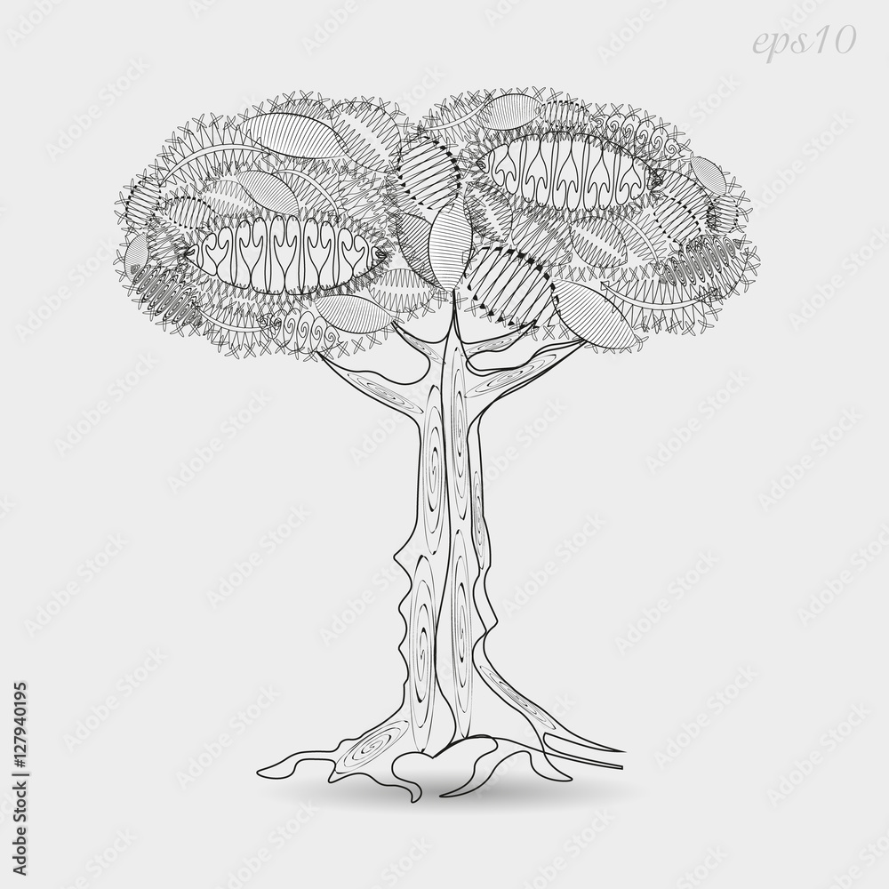 Tree Bark Line Drawing