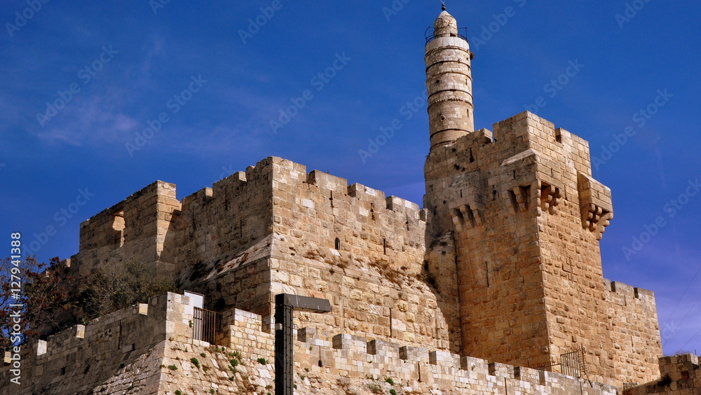 Minarett der Al-Aqsa-Moschee auf dem Tempelberg in Jerusalem Stock ...