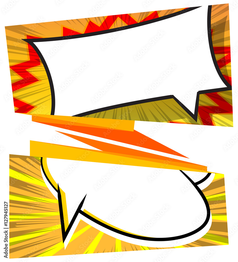 Vector banner set with comic book effects on the front. Stock Vector ...