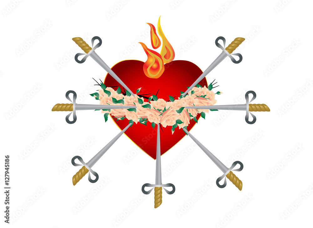 Seven sorrows of the Blessed Virgin Mary, Immaculate Heart pierced with ...