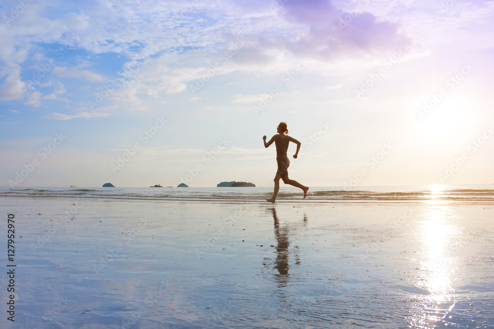 Healthy lifestyle, fitness and sport concept, young women are jogging ...