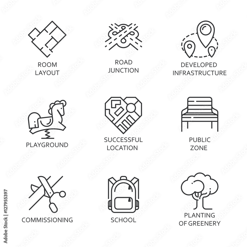 Nine development of urban and road infrastructure logo Stock Vector ...