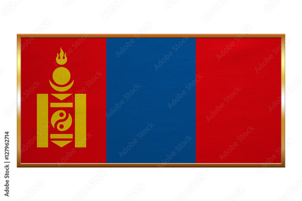 Flag of Mongolia , golden frame, fabric texture Stock Photo | Adobe Stock