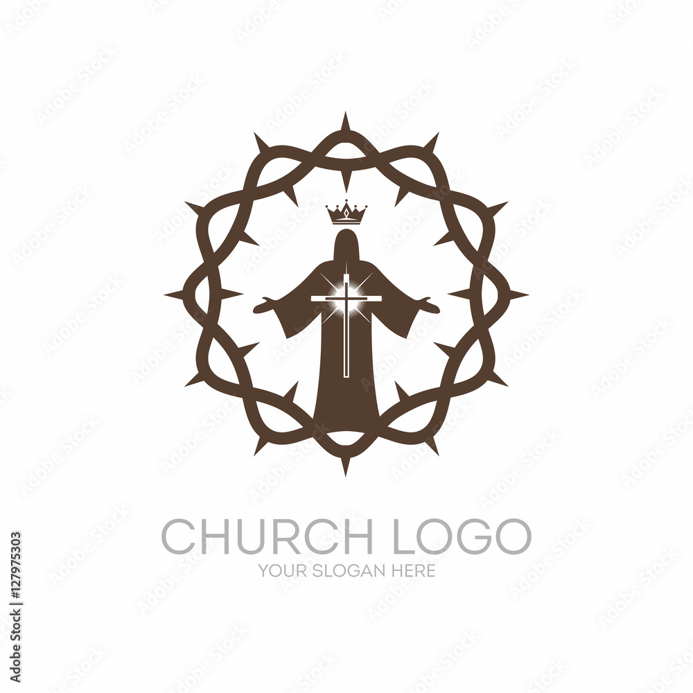 Church logo. Christian symbols. Crown of Thorns, the Savior and King ...
