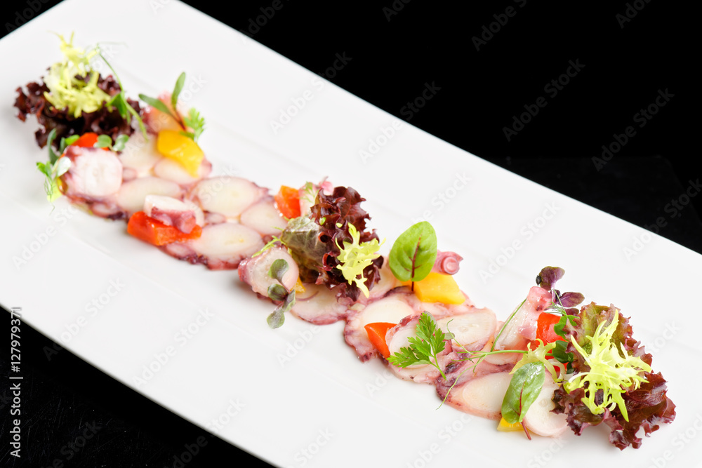 Fine dining octopus carpaccio Stock Photo | Adobe Stock