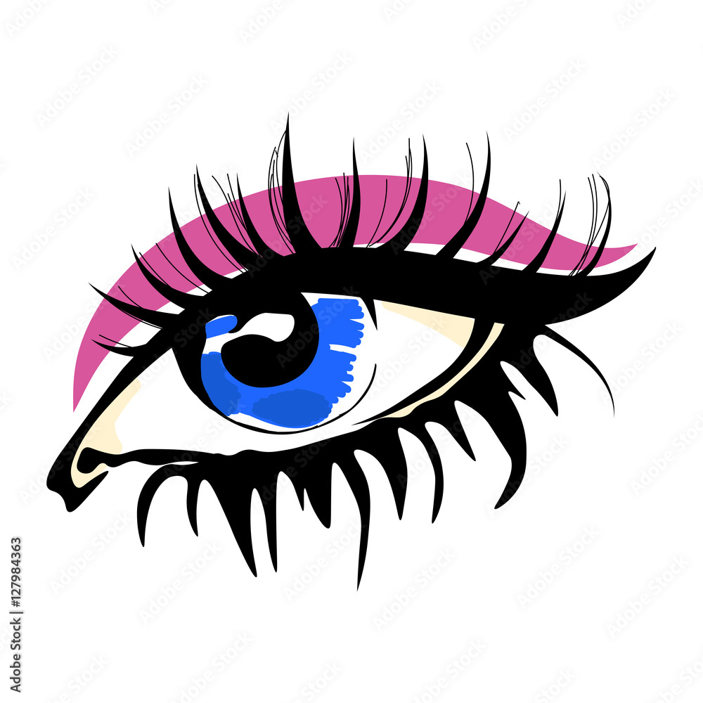 Eye vector sketch in fashion style on white background. Stock Vector ...