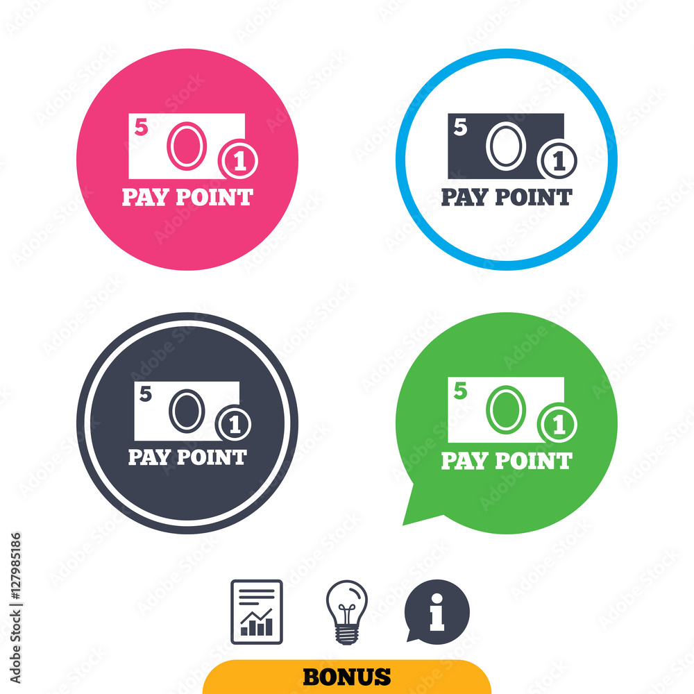 Cash and coin sign icon. Pay point symbol. For cash machines or ATM ...