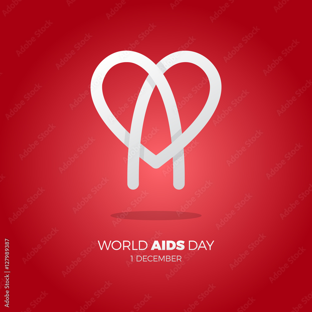 World AIDS day. awareness, red ribbon in heart. HIV STI. logo vector ...