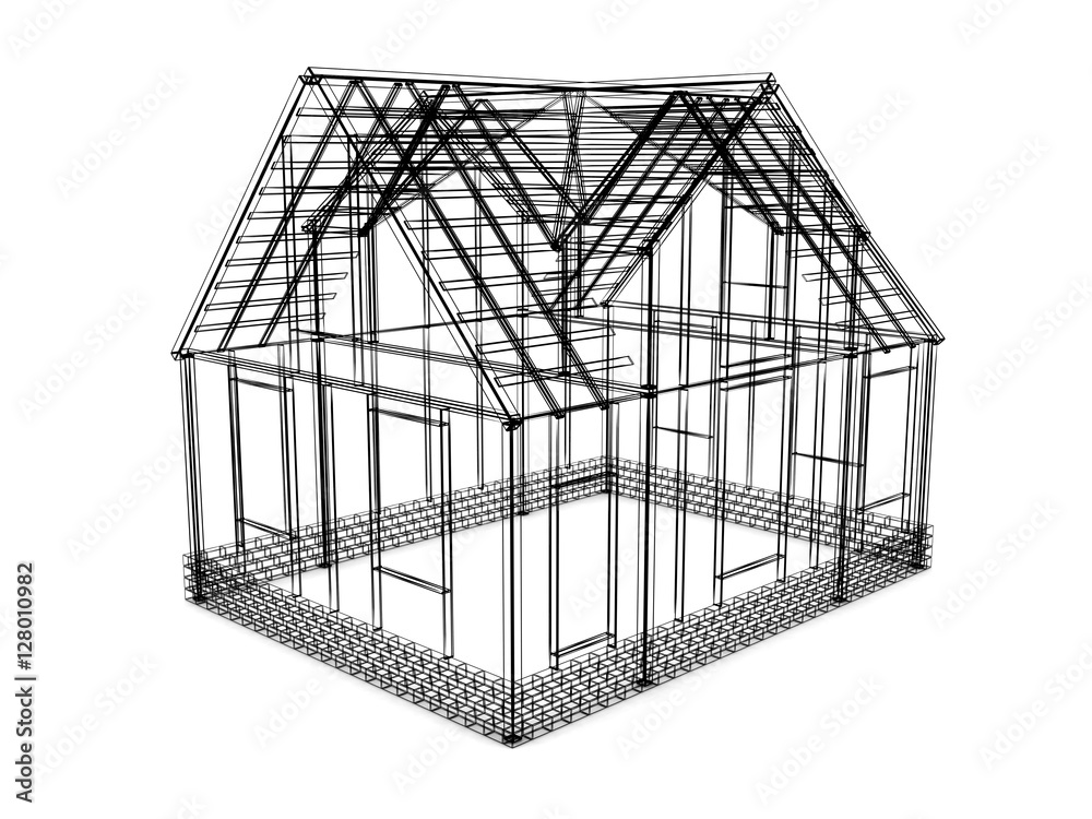 frame house sketch Stock Illustration | Adobe Stock