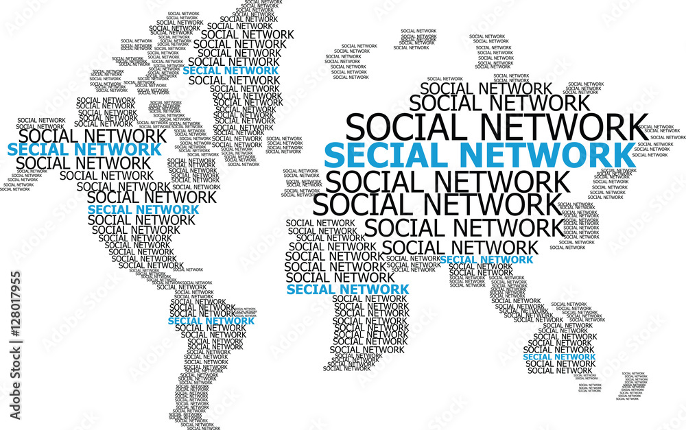 Social Network on the World Map Globe Vector Line Illustrator, EPS 10 ...