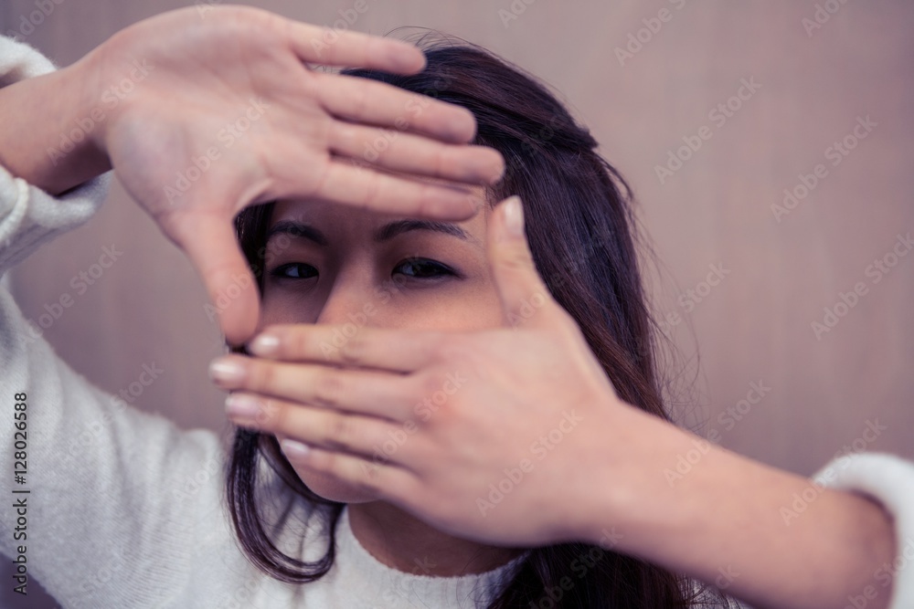 Woman making square with hands Stock Photo | Adobe Stock