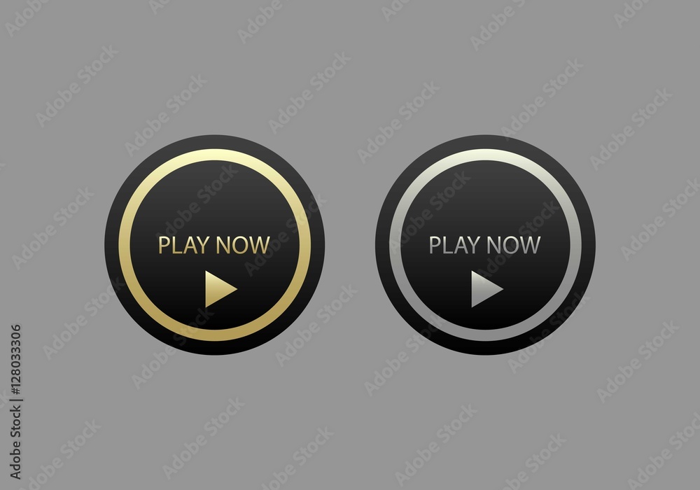 Gold and Silver Play Now Button Stock Vector | Adobe Stock