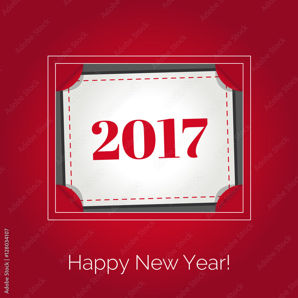 Vector illustration. Happy New Year 2017 greeting card. Party poster ...