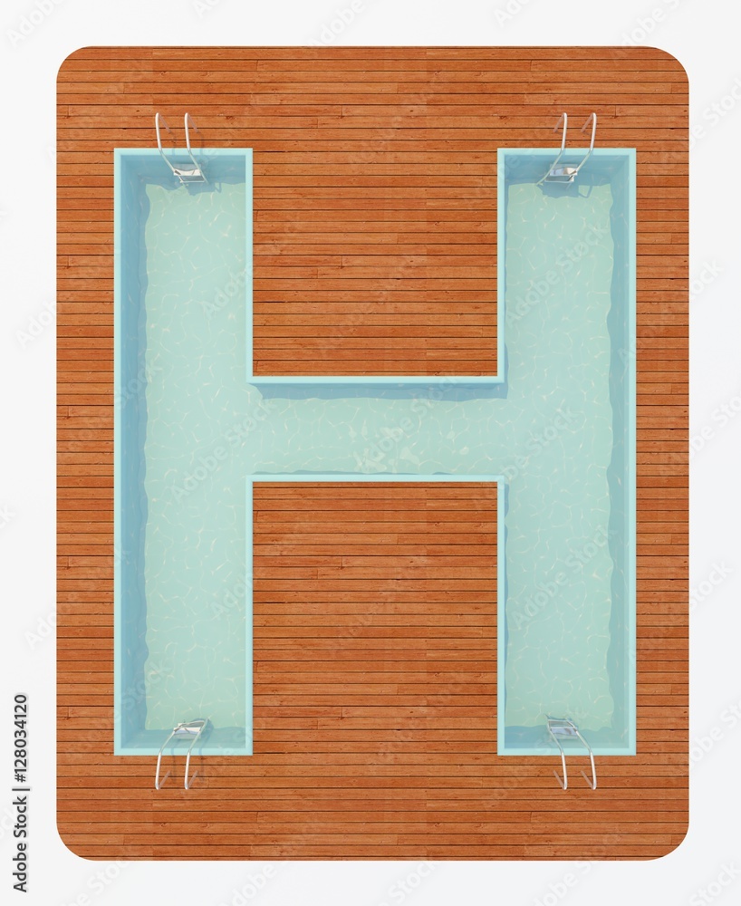 pool in the shape of a letter h 3d rendering Stock Illustration | Adobe ...
