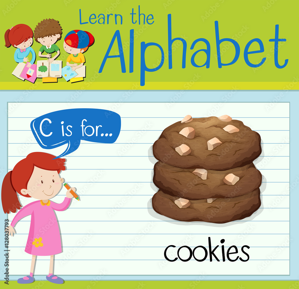 Flashcard letter C is for cookies Stock Vector | Adobe Stock