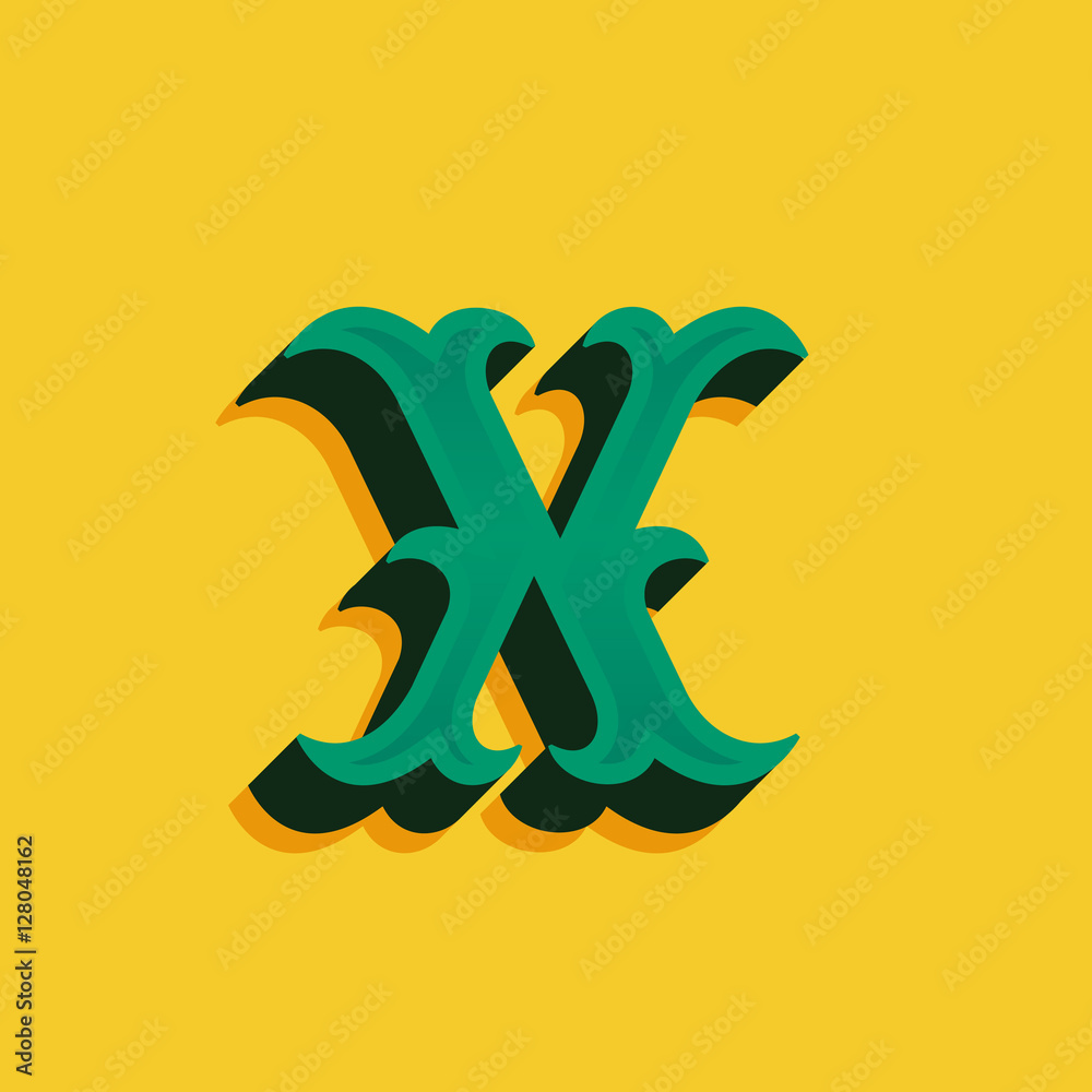 X letter logo in vintage money style with shadow. Stock Vector | Adobe ...
