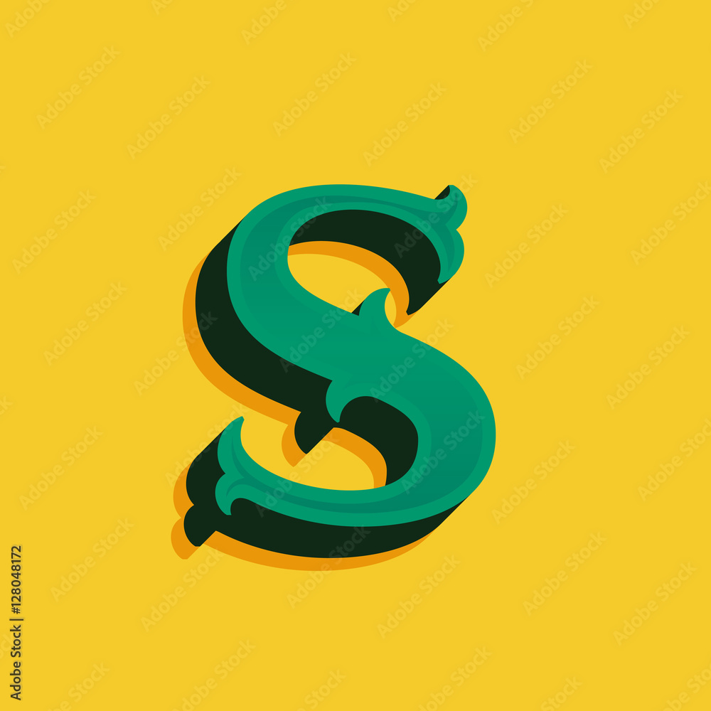 S letter logo in vintage money style with shadow. Stock Vector | Adobe ...